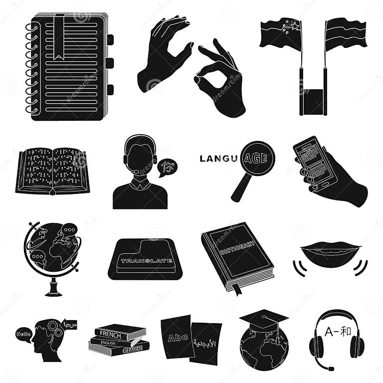 Iconos Negros Del Traductor Y Del Lingüista En La Colección Del Sistema ... Iconos Negros Del Traductor Y Del Lingüista En La Colección Del Sistema ...