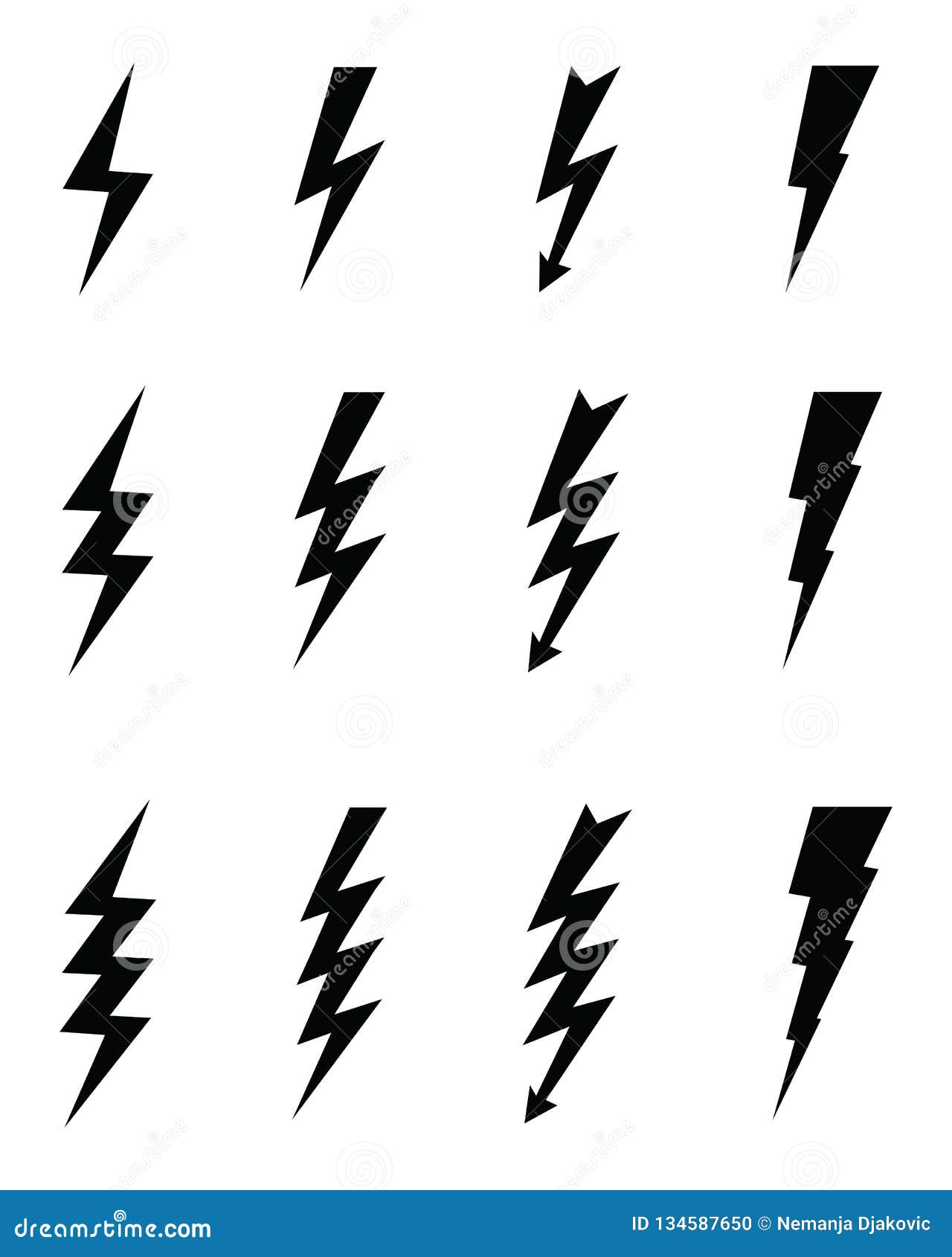 Iconos negros del trueno stock de ilustración. Ilustración de modelo ...