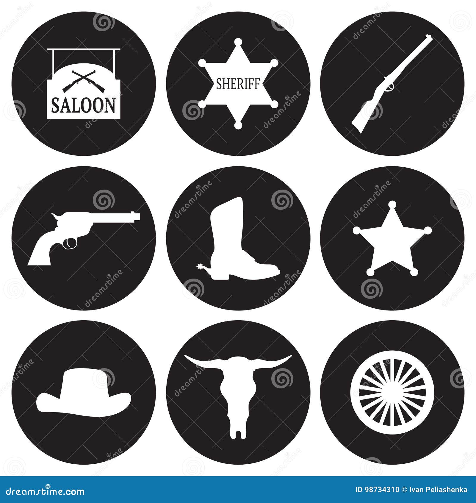 Iconos Occidentales Fijados Stock de ilustración - Ilustración de ...