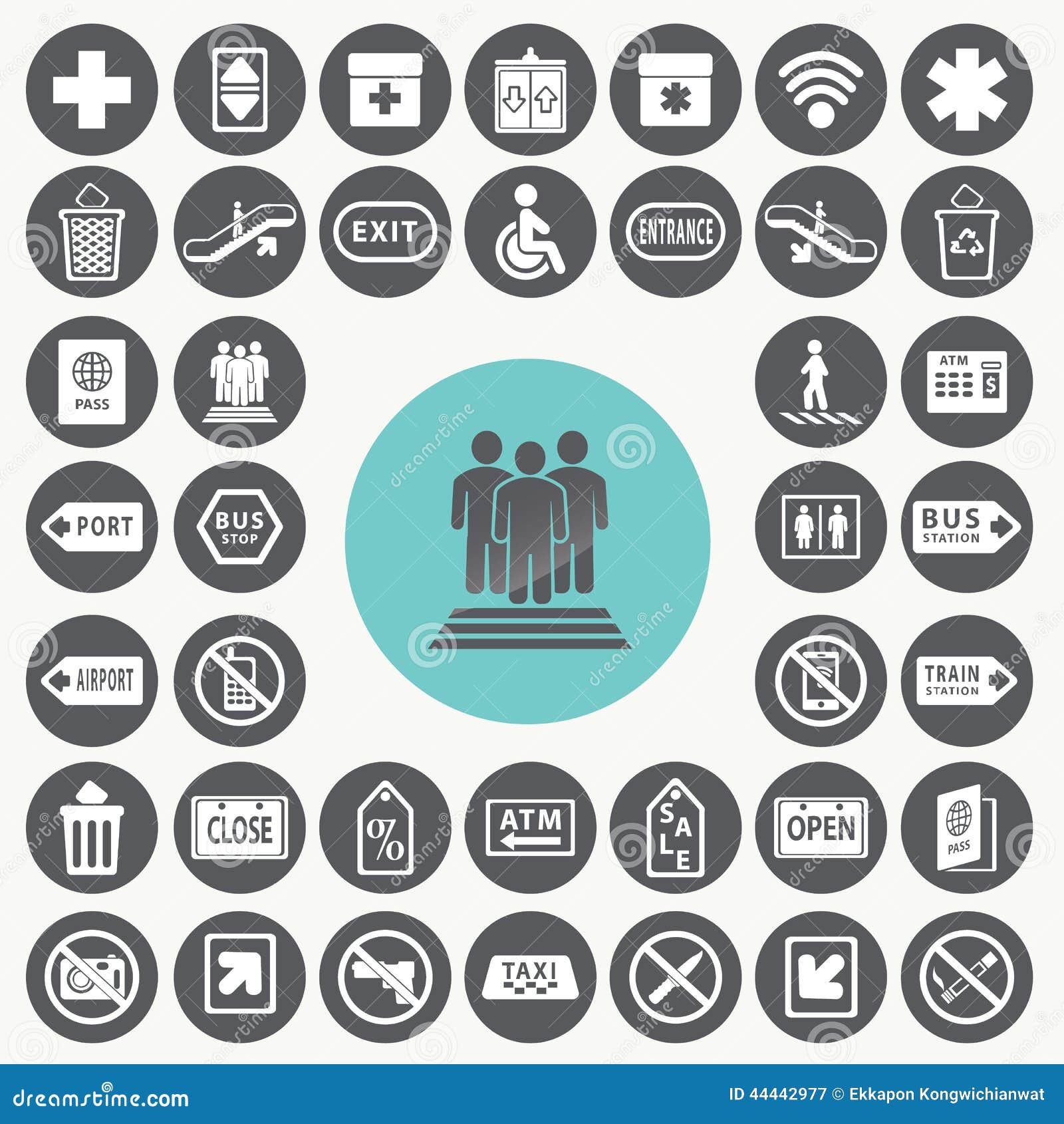 Iconos públicos fijados stock de ilustración. Ilustración de cerrado ...