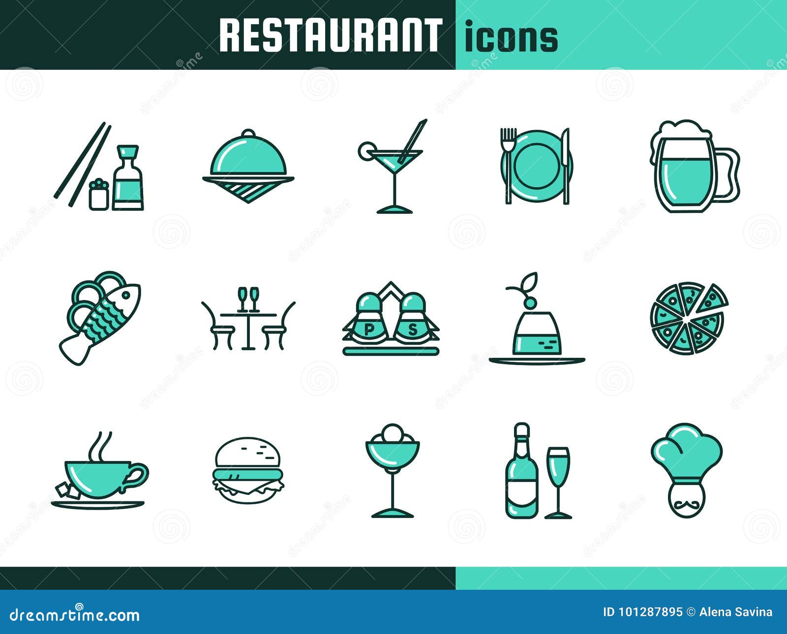 Iconos para el restaurante ilustración del vector. Ilustración de ...