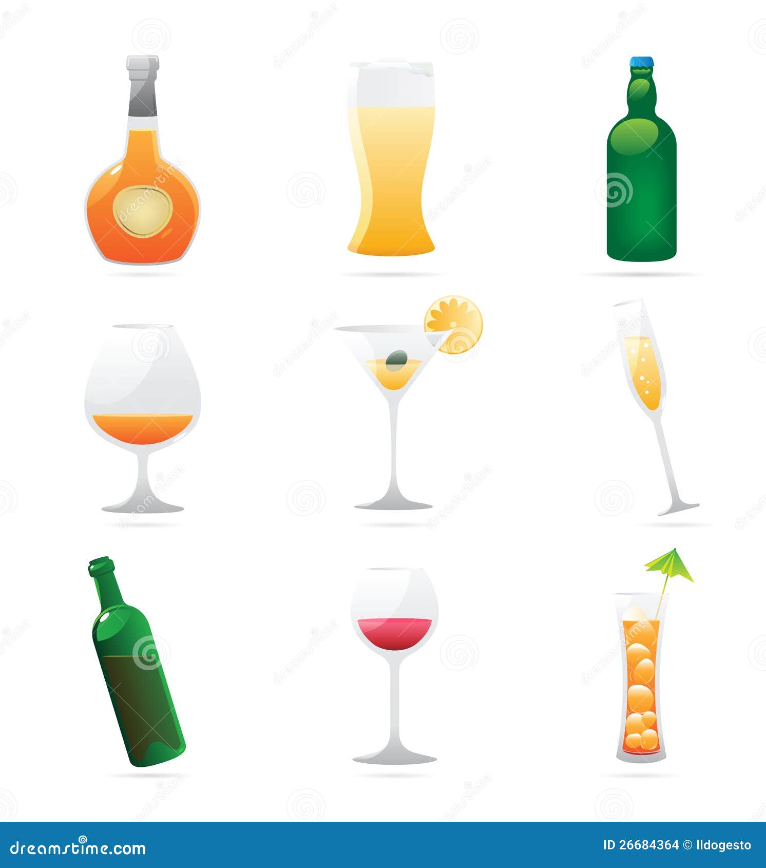 Iconos para las bebidas ilustración del vector. Ilustración de rojo ...