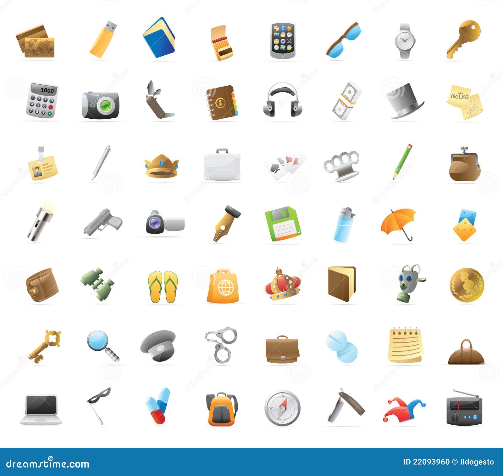 Iconos Para Las Pertenencia Personales Ilustración del Vector ...