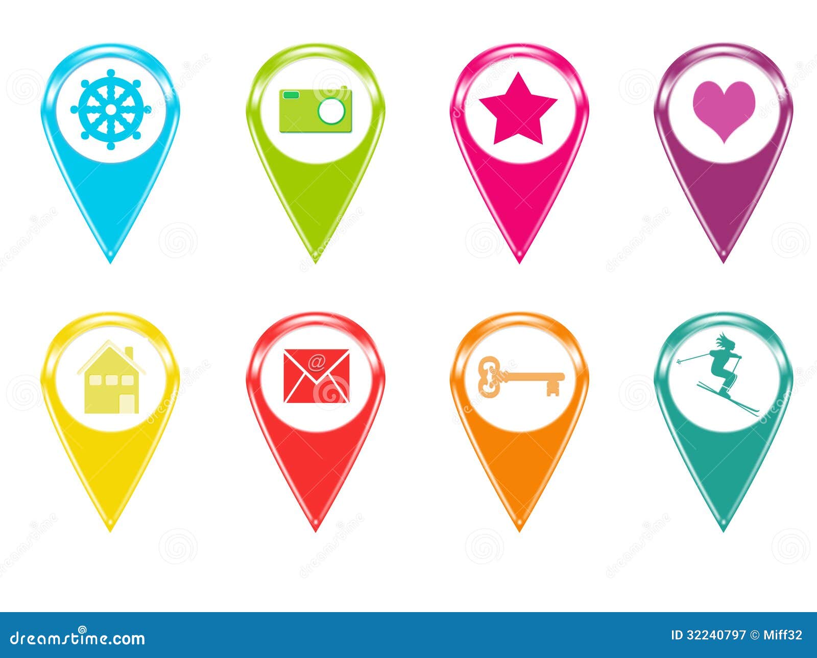 Iconos Para Los Marcadores En Mapas Stock de ilustración - Ilustración ...