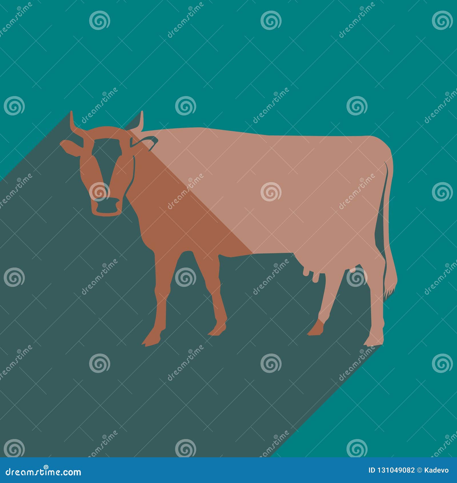Iconos Planos Con La Sombra De La Vaca Ilustración del Vector ...