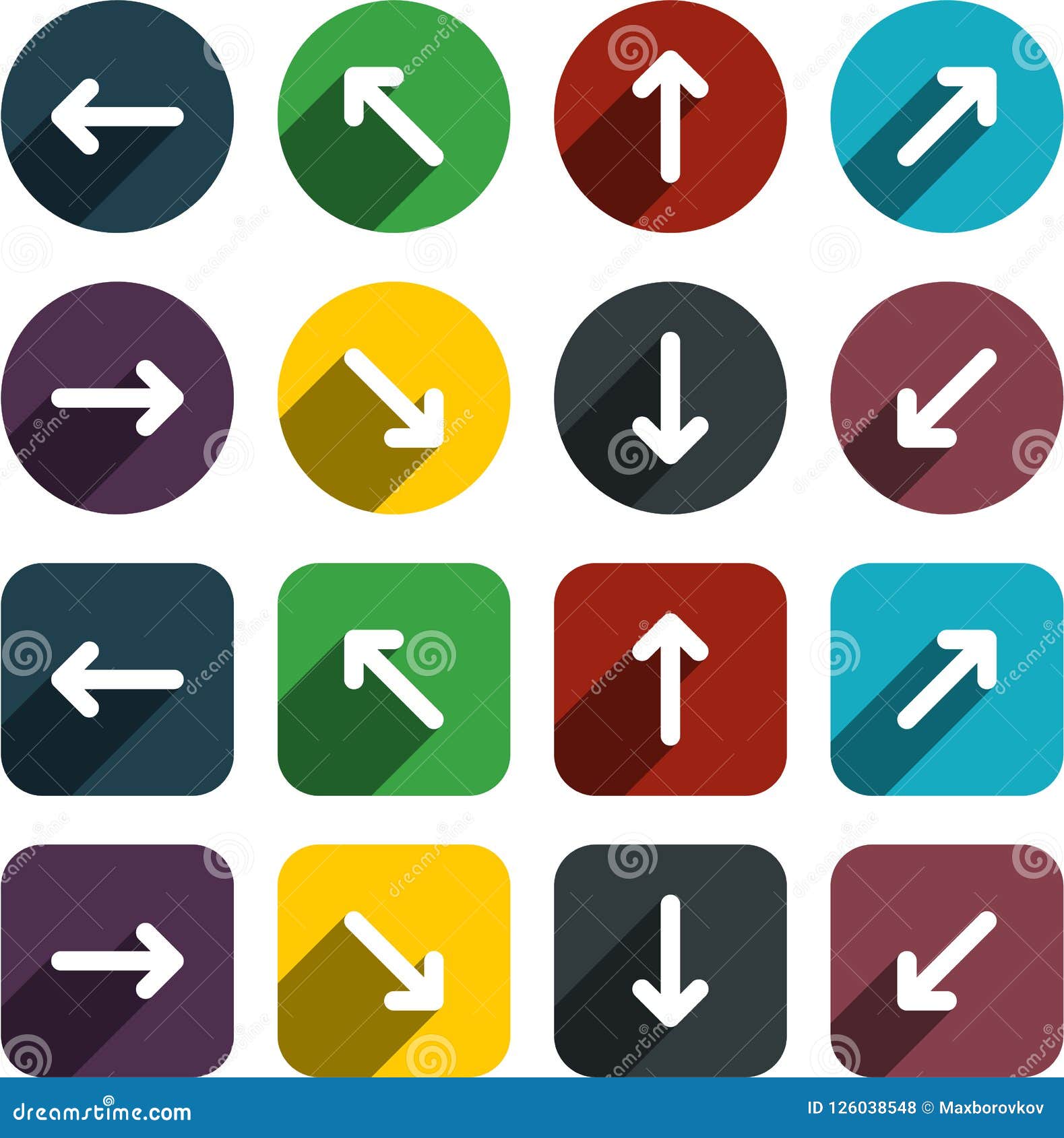 Iconos planos de la flecha ilustración del vector. Ilustración de ...