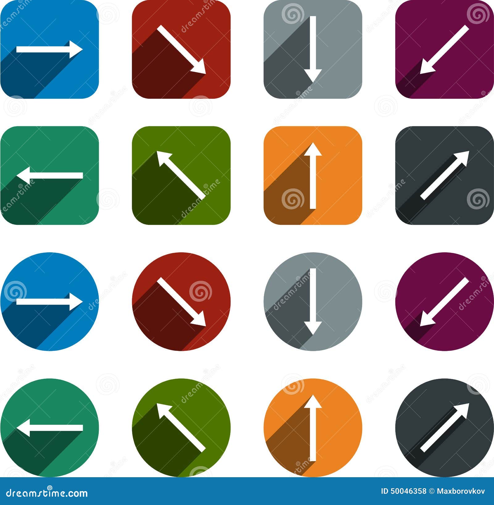 Iconos planos de la flecha ilustración del vector. Ilustración de ...