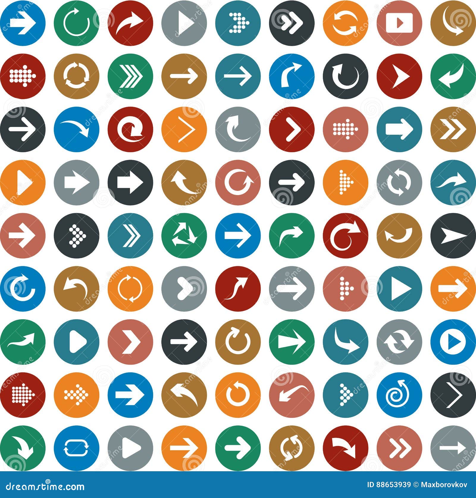 Iconos planos de la flecha ilustración del vector. Ilustración de panel ...