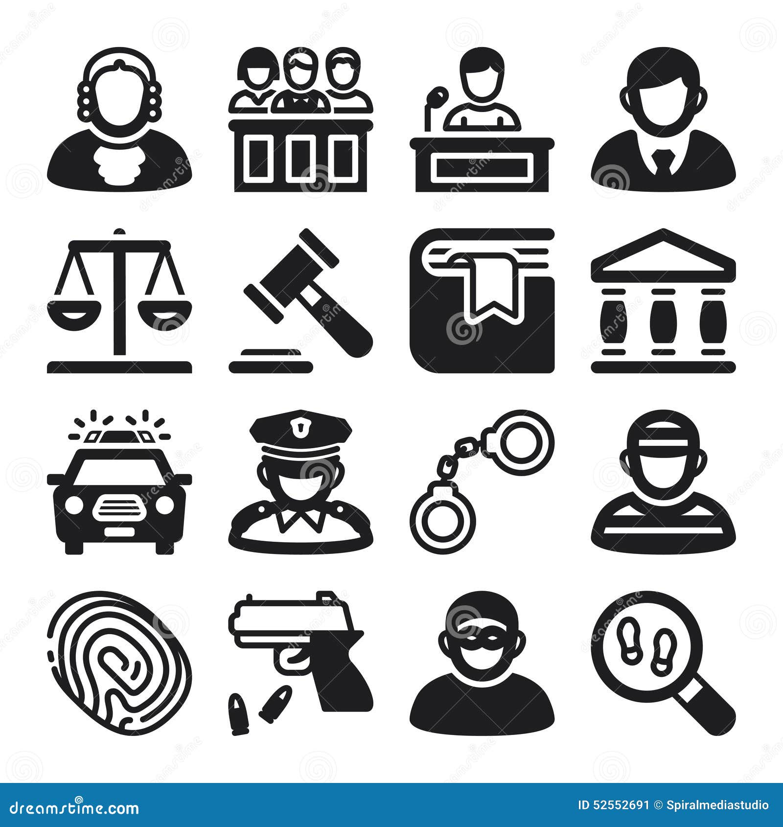 Iconos Planos De La Ley Negro Ilustración del Vector - Ilustración de ...