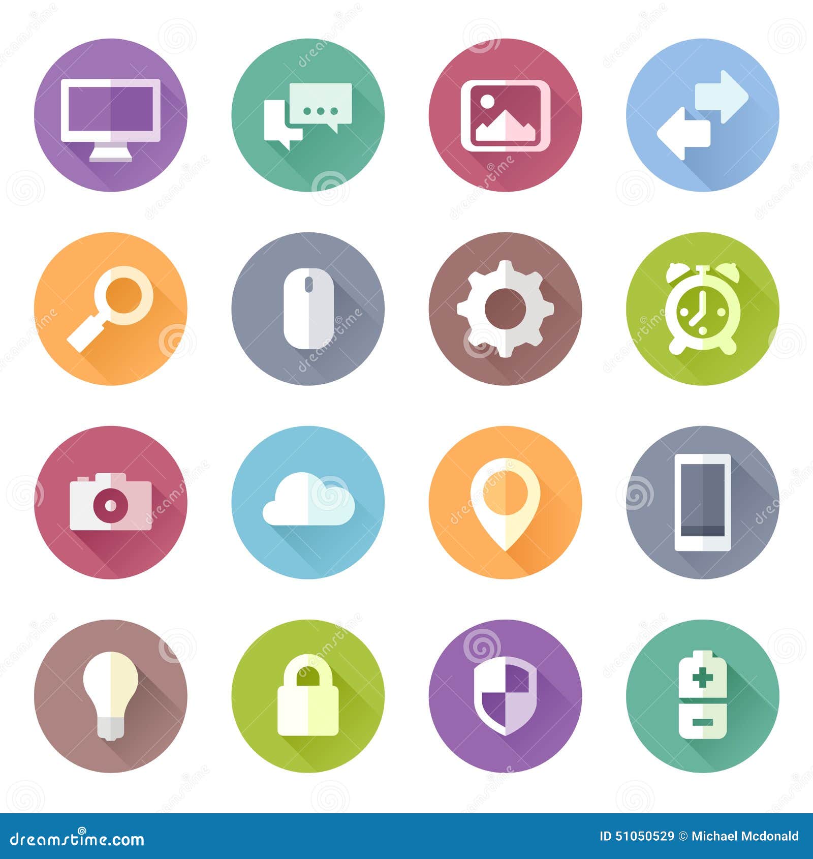 Iconos Planos De La Tecnología Ilustración del Vector - Ilustración de monitor, ordenador: 51050529