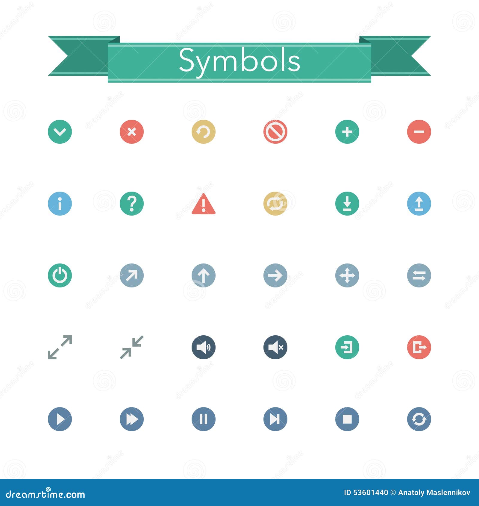 Iconos Planos De Los Símbolos Ilustración del Vector - Ilustración de ...