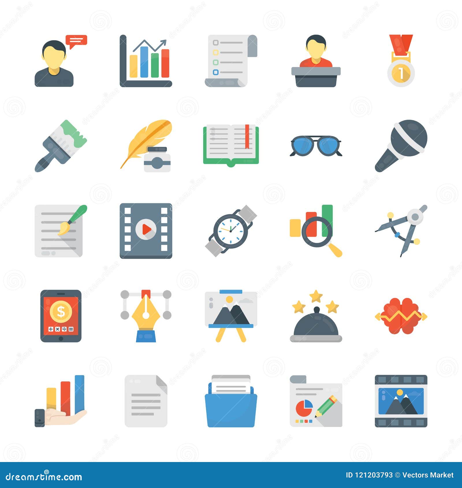 Iconos Planos De Proceso Creativos Del Vector Stock de ilustración ...