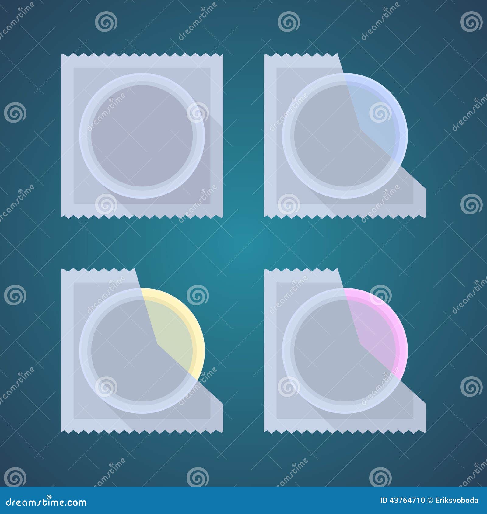 Iconos Planos Del Condón Coloreado Ilustración del Vector - Ilustración ...