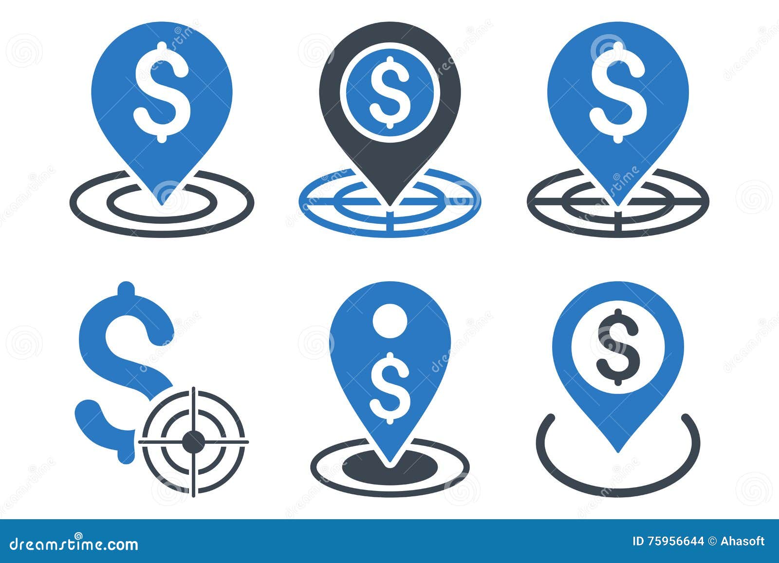 Iconos Planos Del Glyph De La Meta De Negocio Stock de ilustración ...