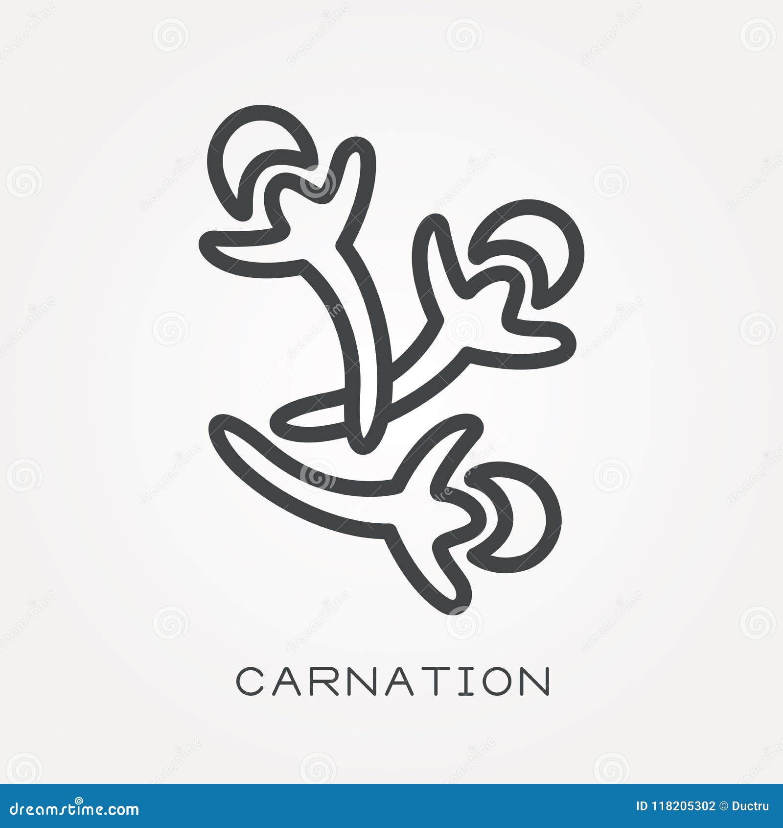 Iconos Planos Del Vector Con El Clavel Ilustración del Vector ...