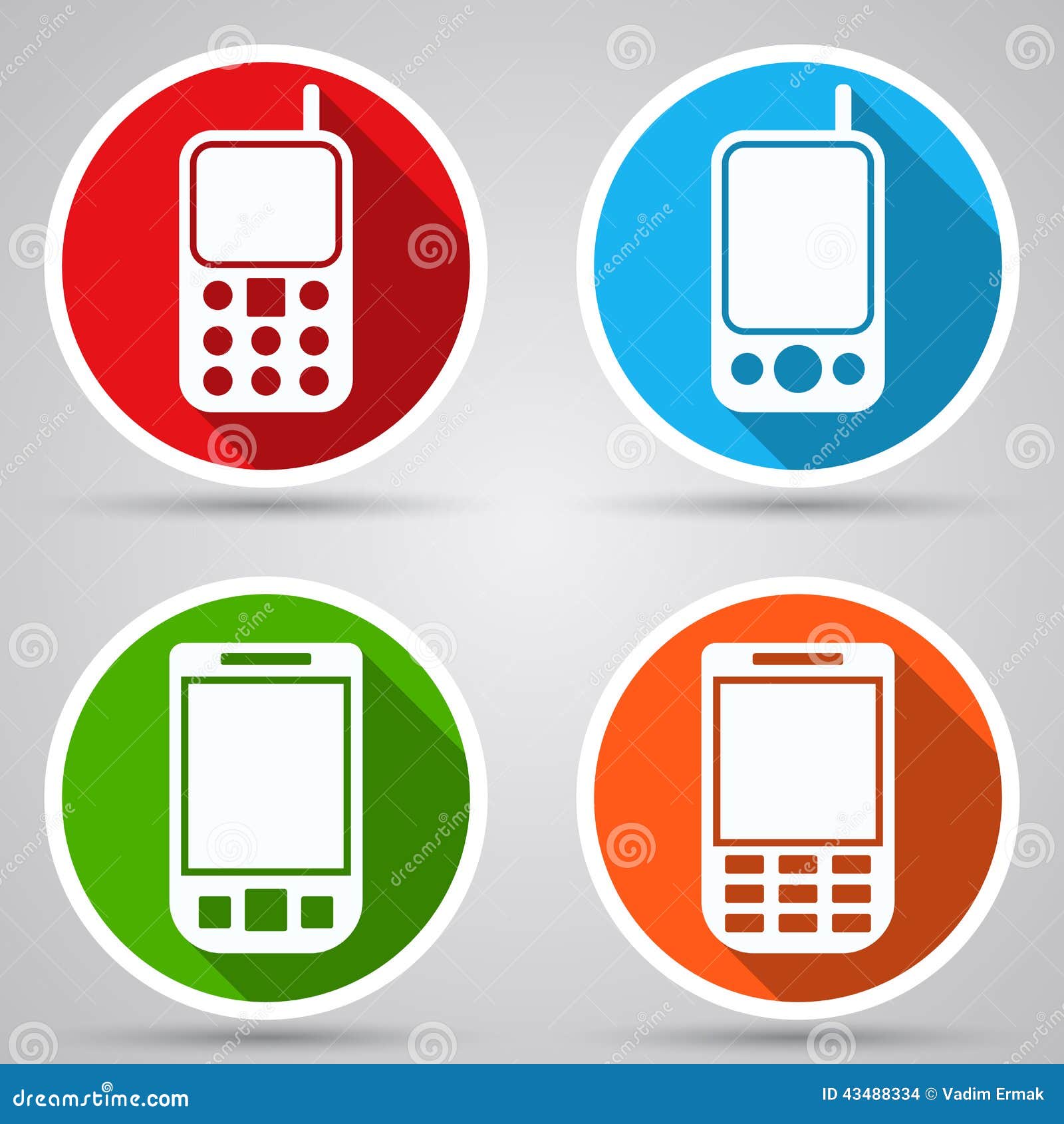 Iconos Planos Del Vector De Los Teléfonos Móviles Ilustración del ...