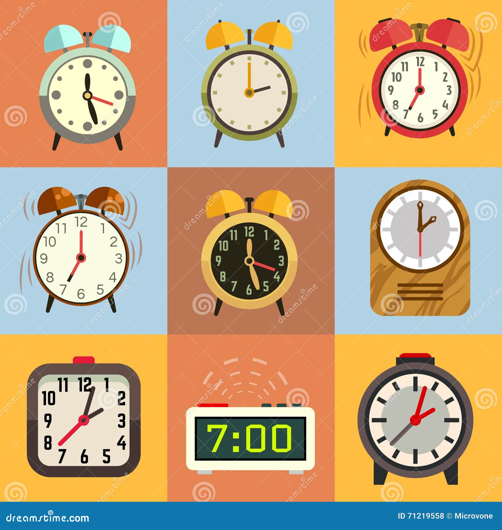 Iconos Planos Del Vector Del Despertador Ilustración del Vector ...