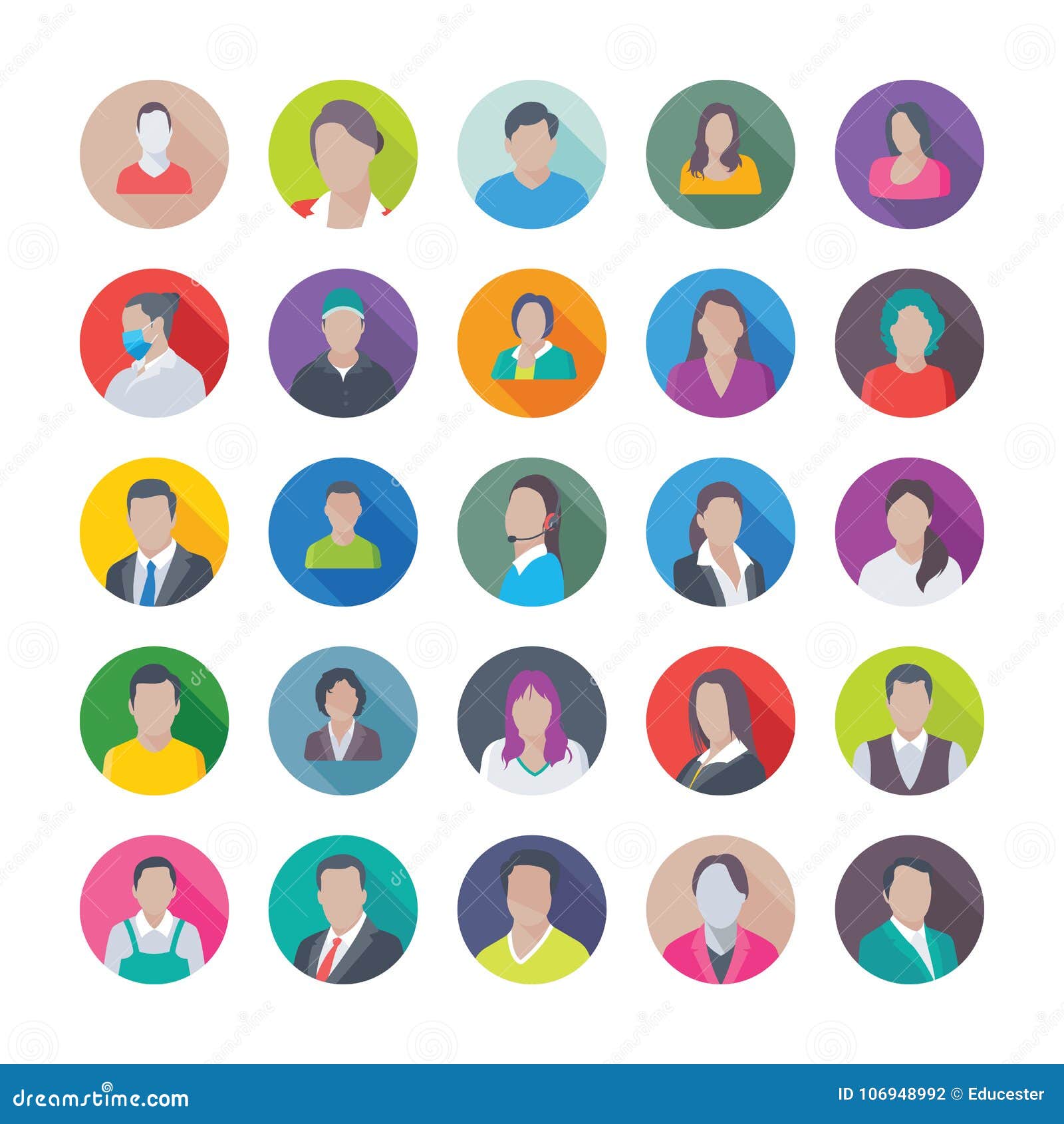 Iconos Planos Profesionales De Profesiones Stock de ilustración ...