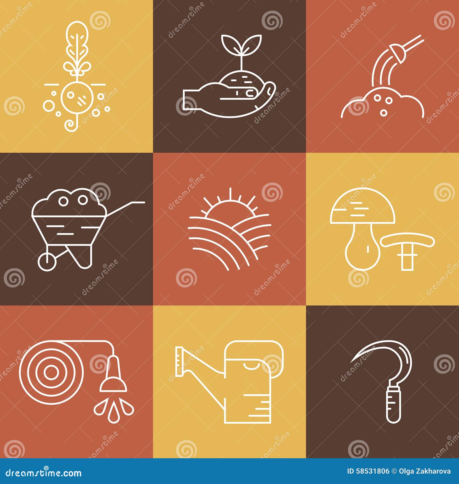 Iconos Que Cultivan Un Huerto Ilustración del Vector - Ilustración de ...