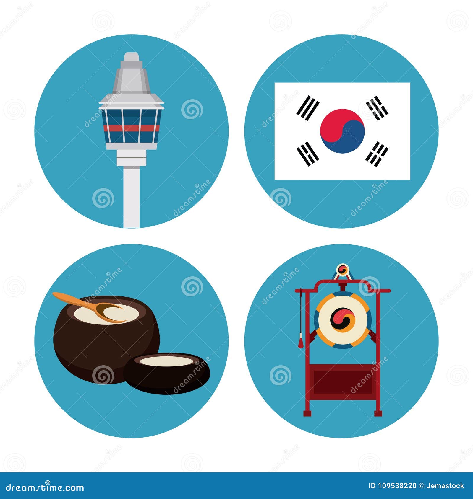 Iconos Redondos De La Corea Del Sur Ilustración del Vector ...