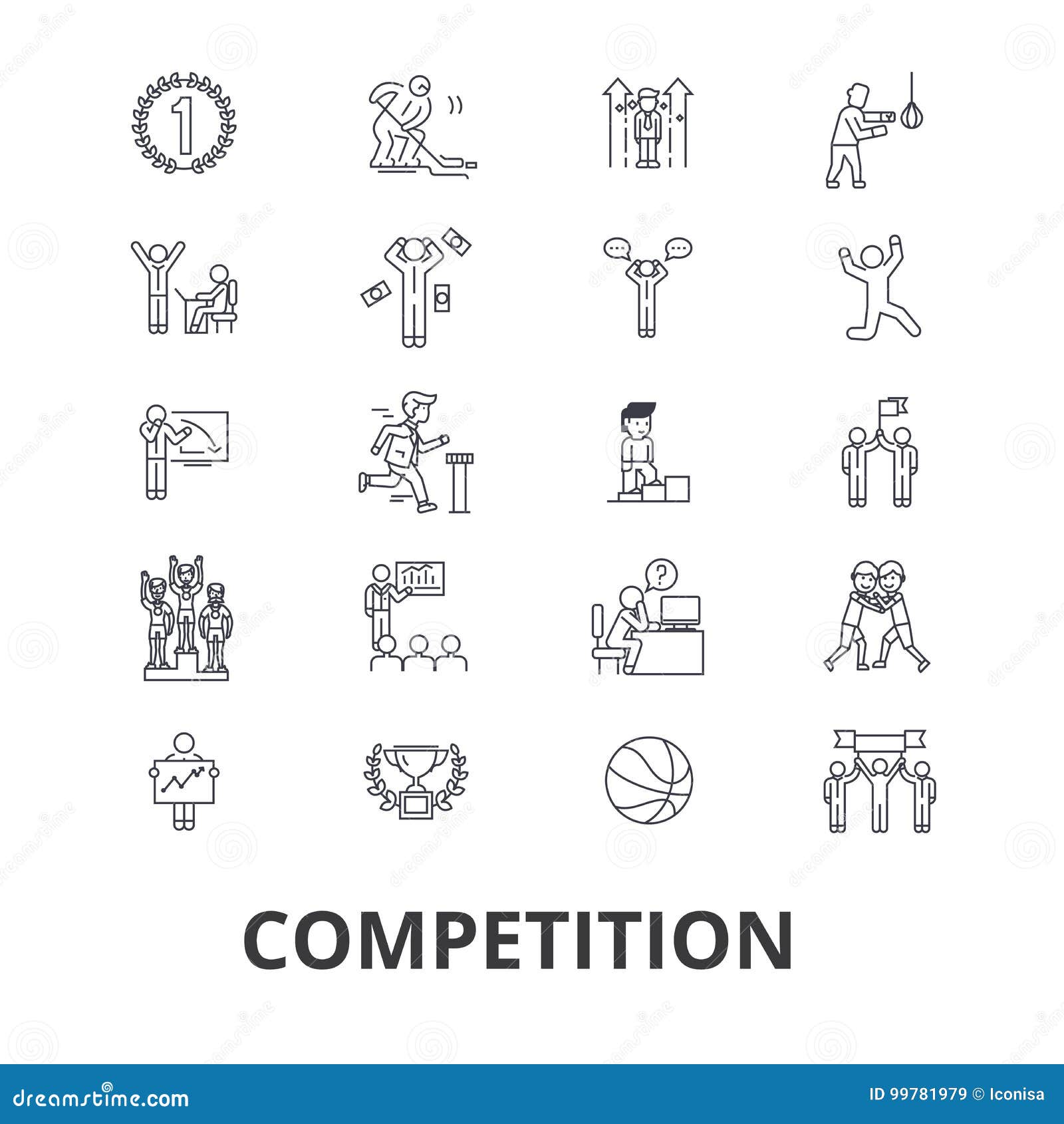 Iconos Relacionados De La Competencia Ilustración del Vector ...