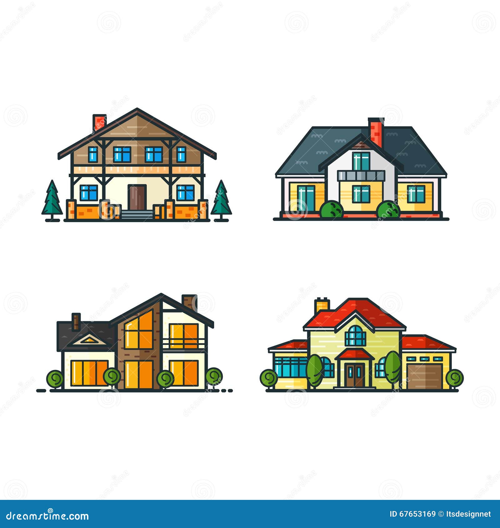 Iconos Residenciales De Las Casas Ilustración del Vector - Ilustración ...