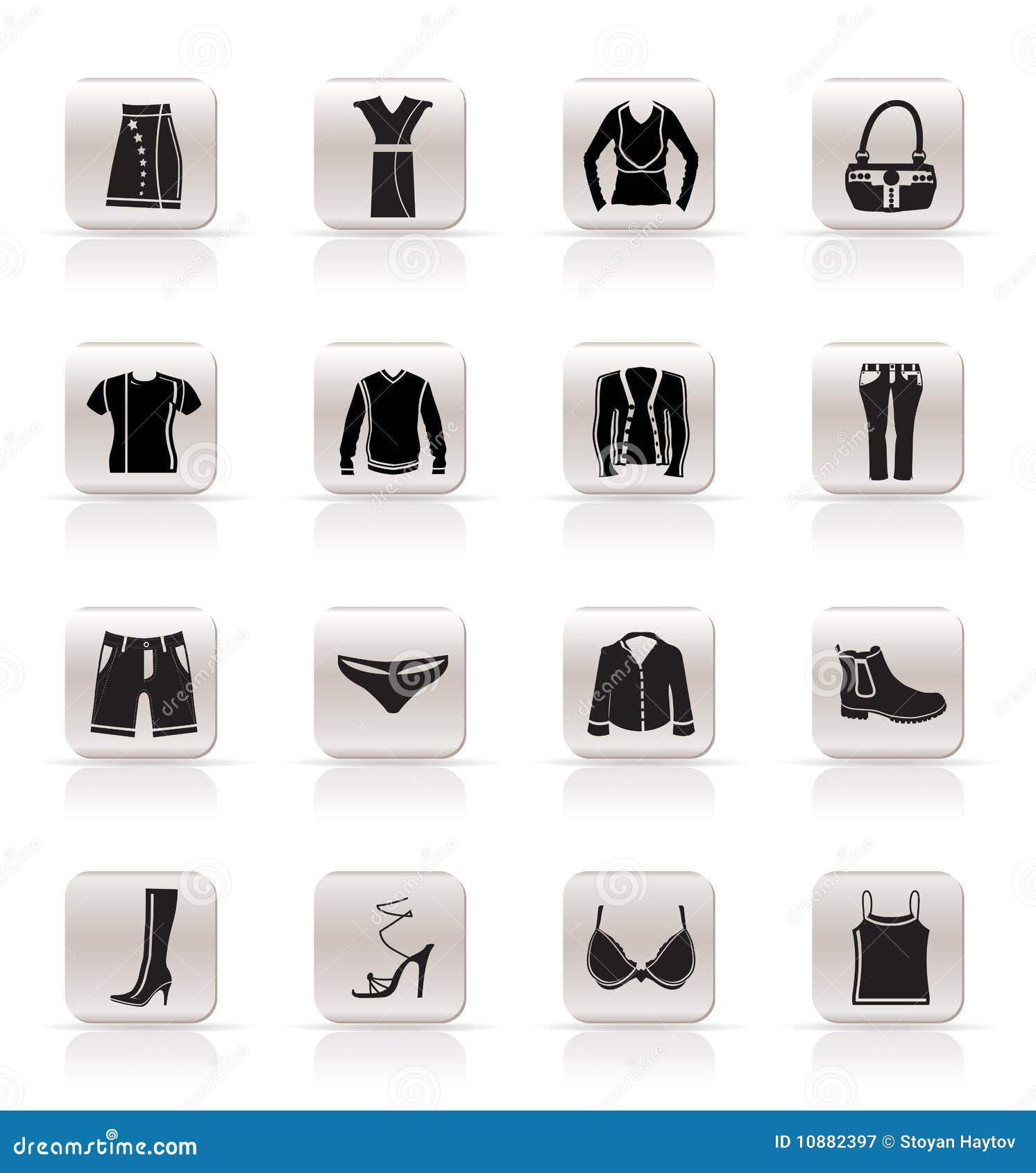 Iconos Simples De La Ropa Y De La Alineada Ilustración del Vector ...