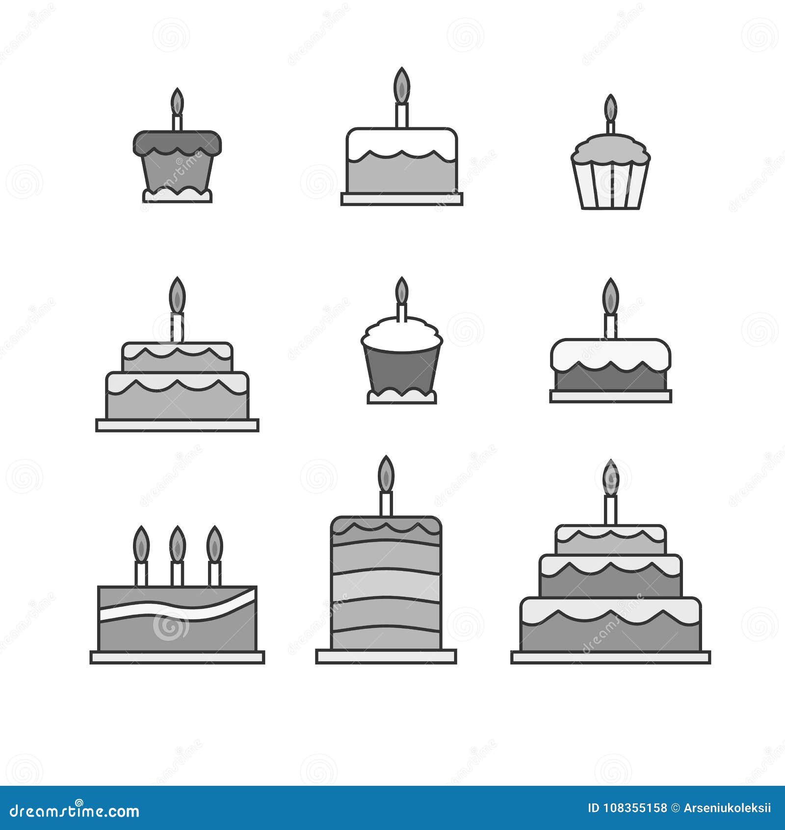 Iconos Simples De Las Tortas Ilustración del Vector - Ilustración de ...