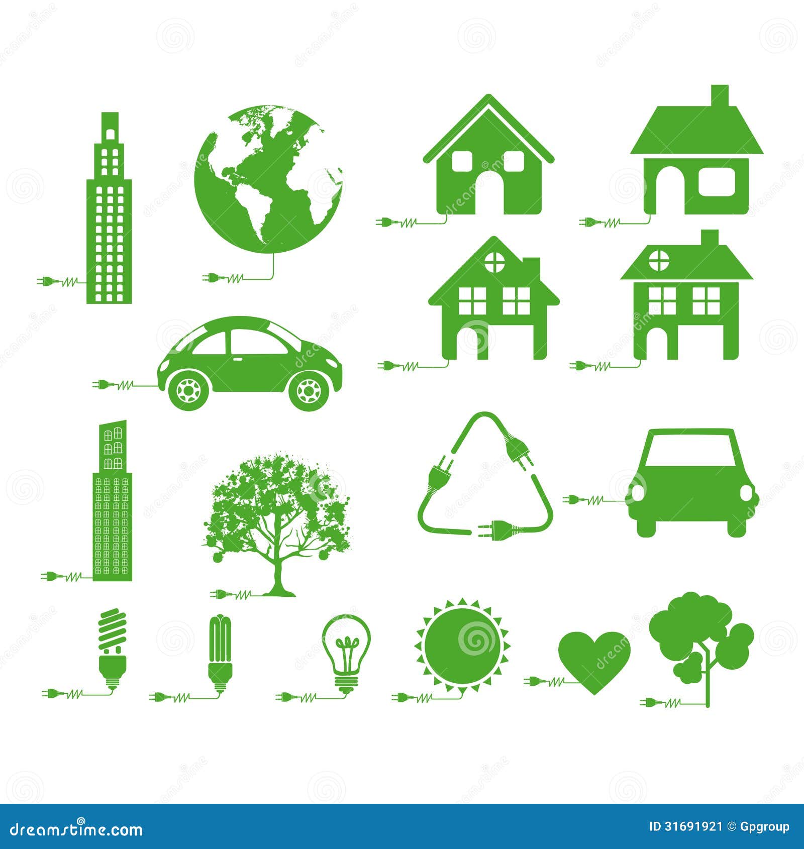 Iconos sostenibles ilustración del vector. Ilustración de enchufe ...