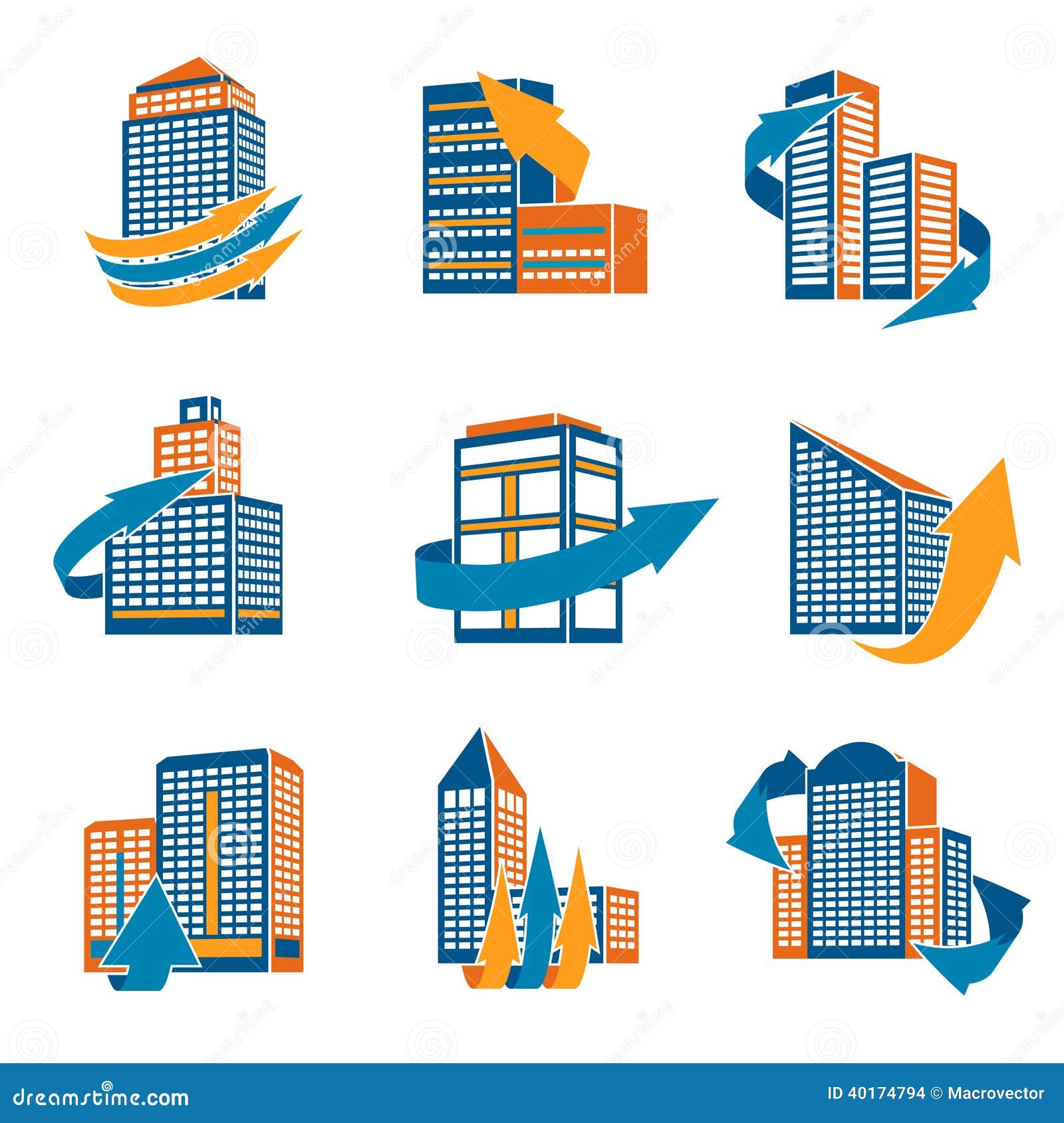 Iconos Urbanos De Los Edificios Ilustración del Vector - Ilustración de ...