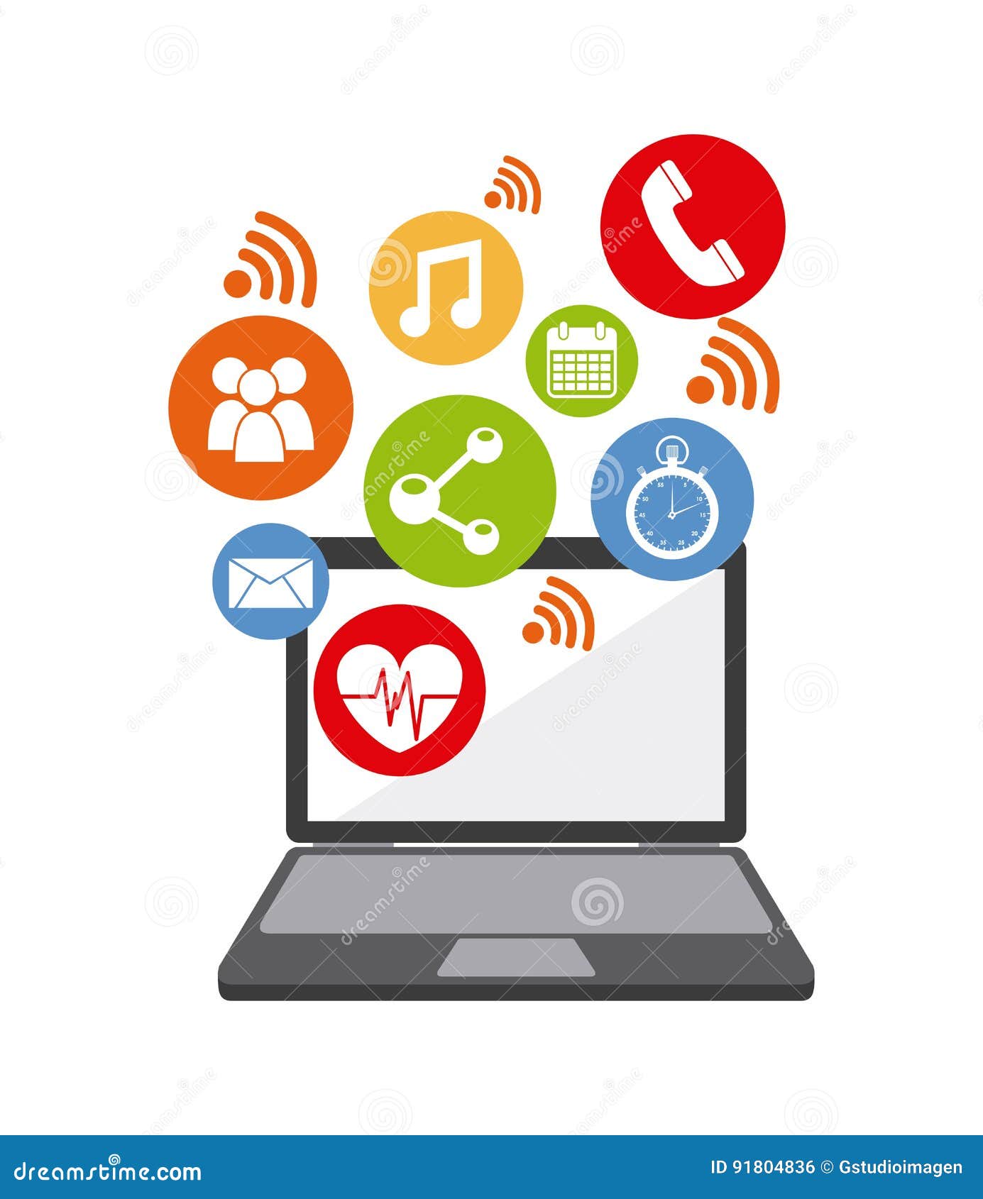 Iconos Usables De Los Usos De La Tecnología Ilustración del Vector ...