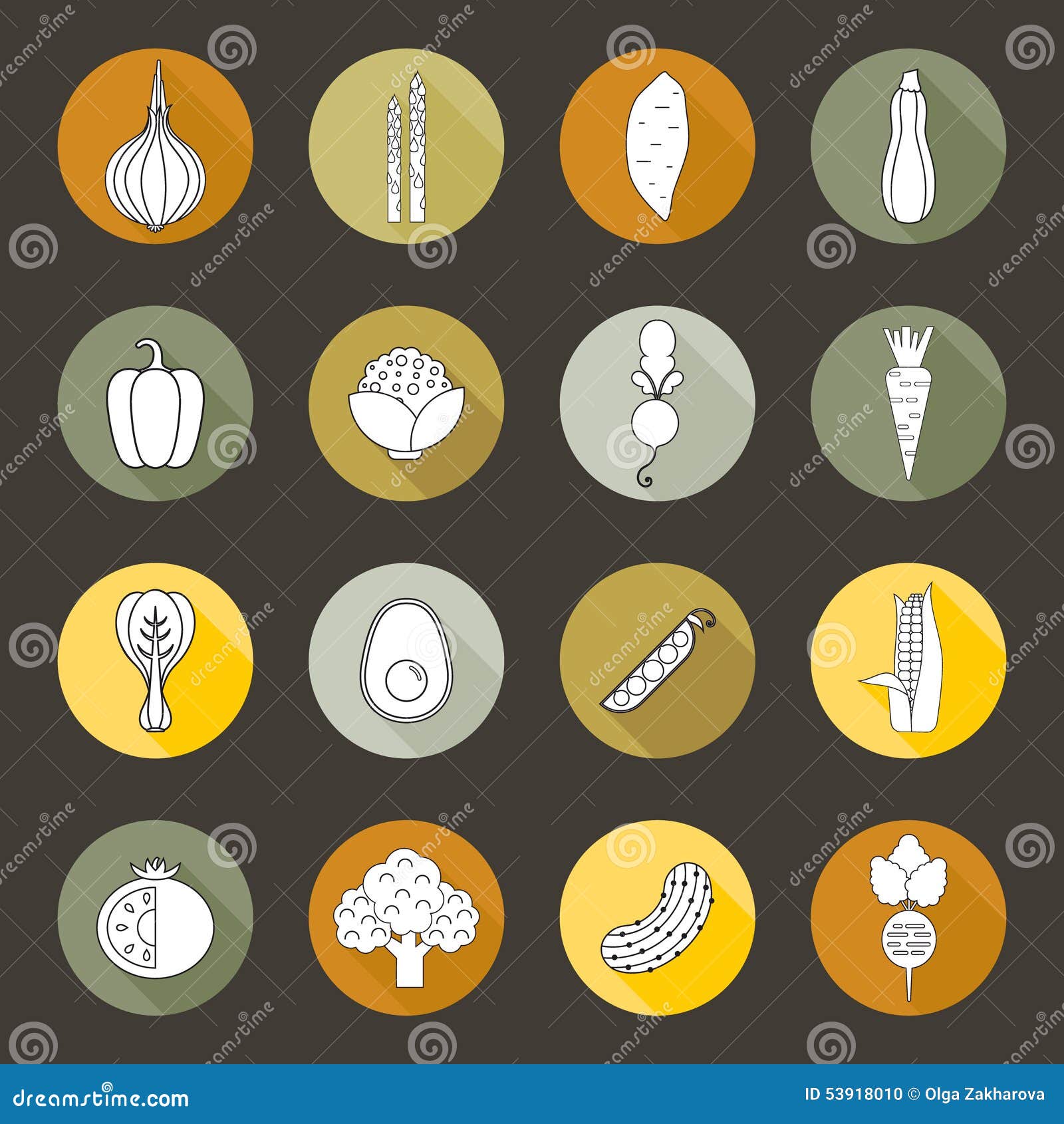 Iconos vegetales ilustración del vector. Ilustración de cocina - 53918010