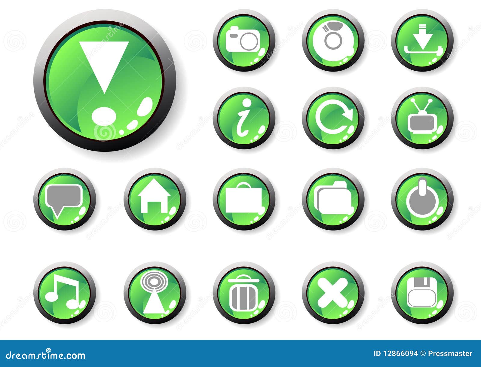 Iconos verdes stock de ilustración. Ilustración de disco - 12866094