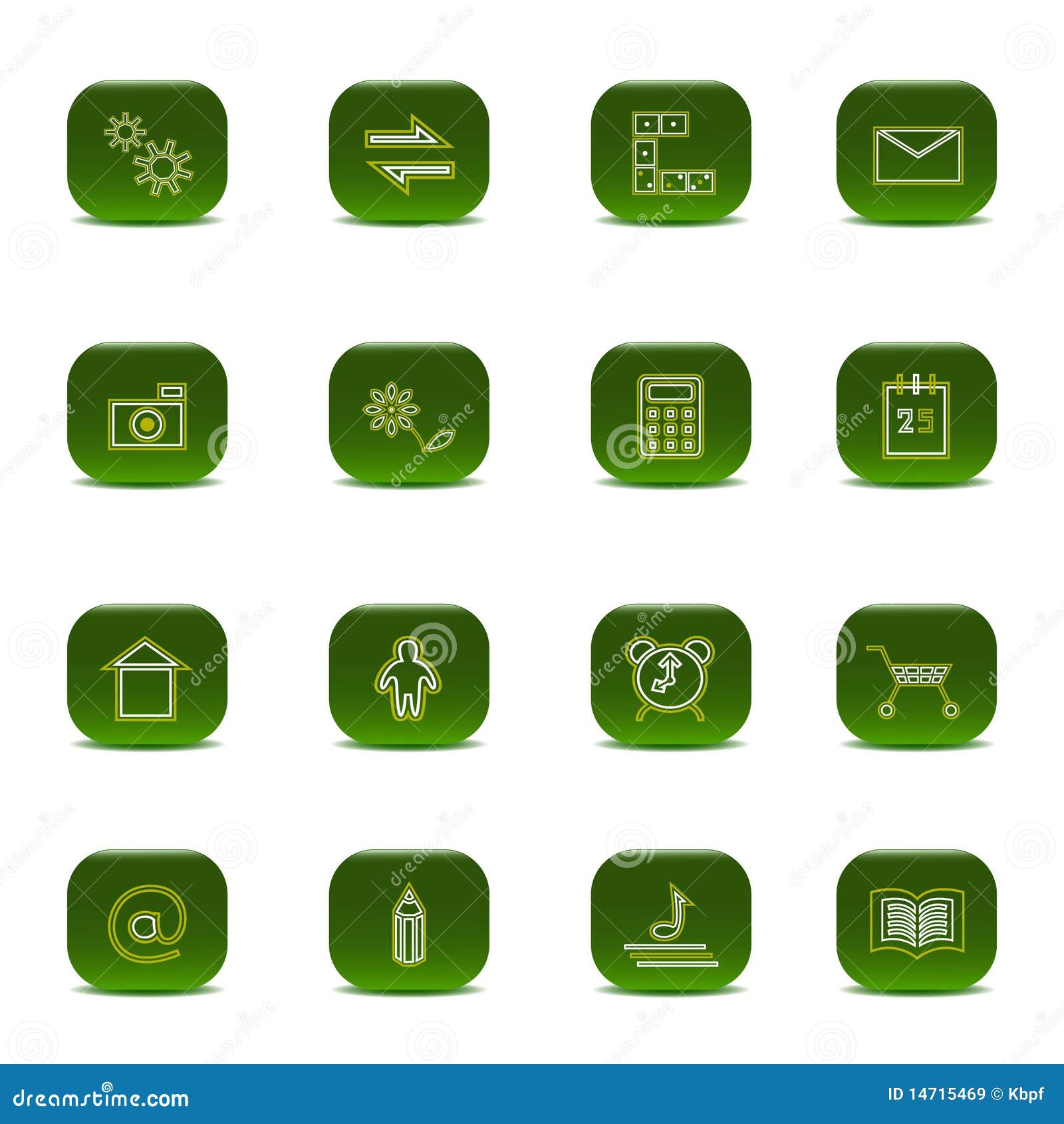 Iconos verdes ilustración del vector. Ilustración de serie - 14715469