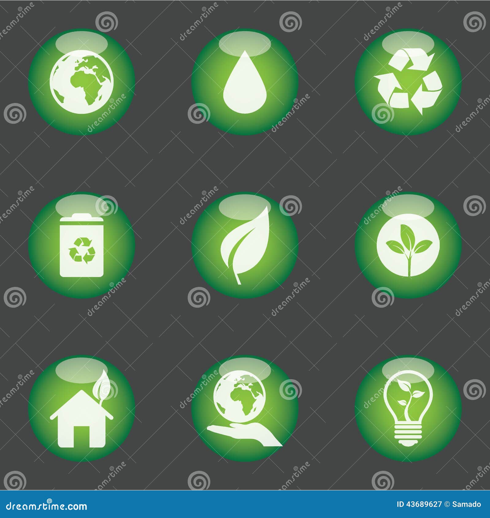 Iconos verdes ilustración del vector. Ilustración de casa - 43689627