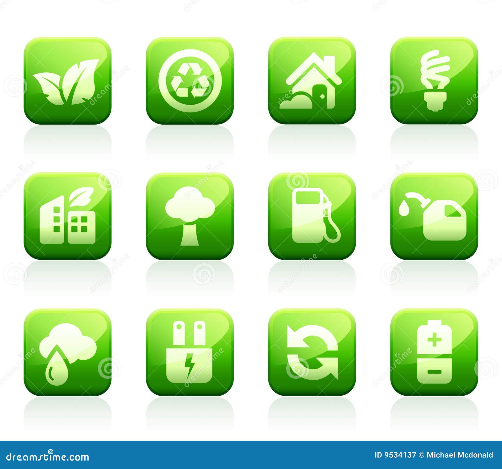 Iconos verdes brillantes ilustración del vector. Ilustración de moderno ...