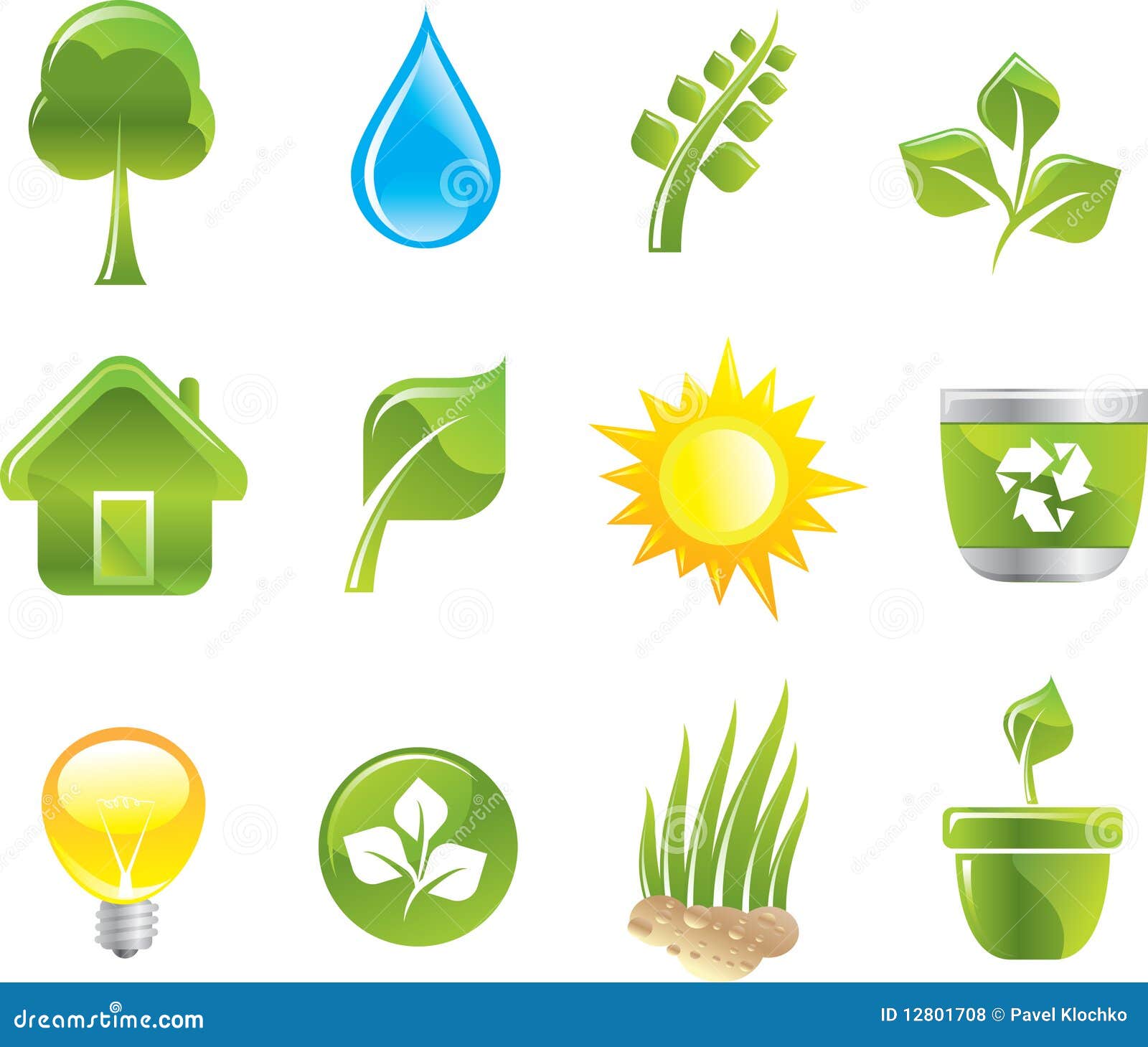 Iconos verdes fijados ilustración del vector. Ilustración de verde ...