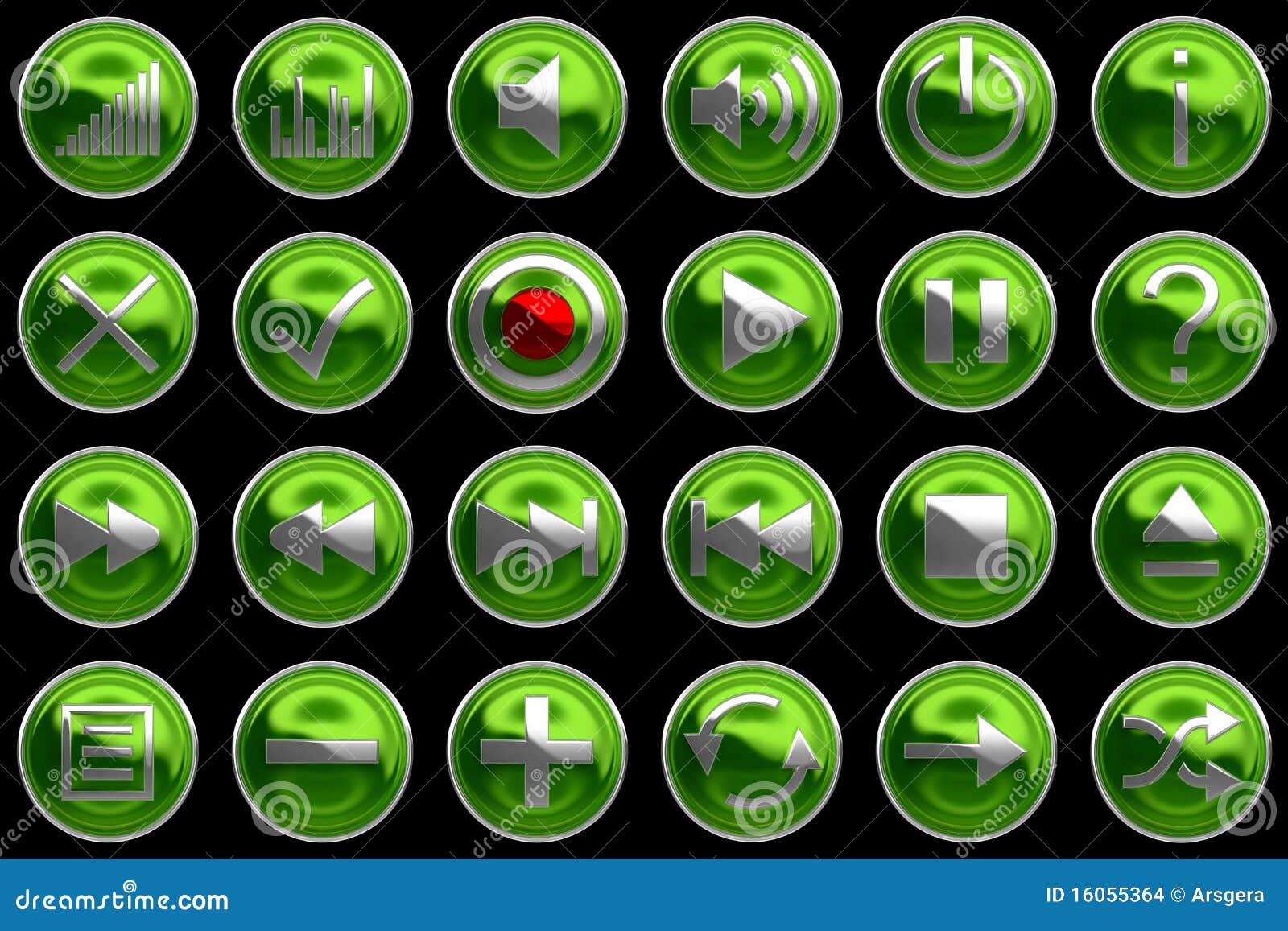 Iconos Verdes Redondos O Botones Del Panel De Control Stock de ...