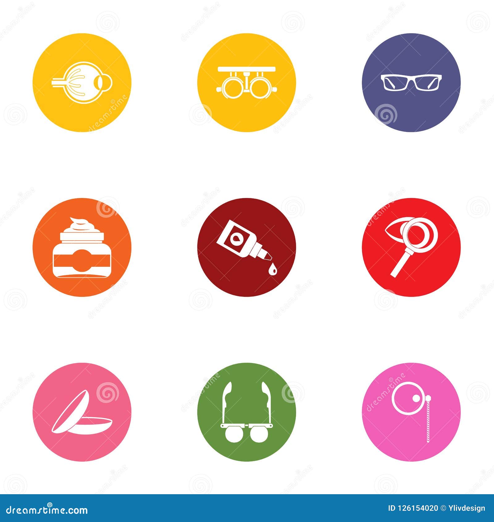 Iconos Visuales Fijados, Estilo Plano Ilustración del Vector ...