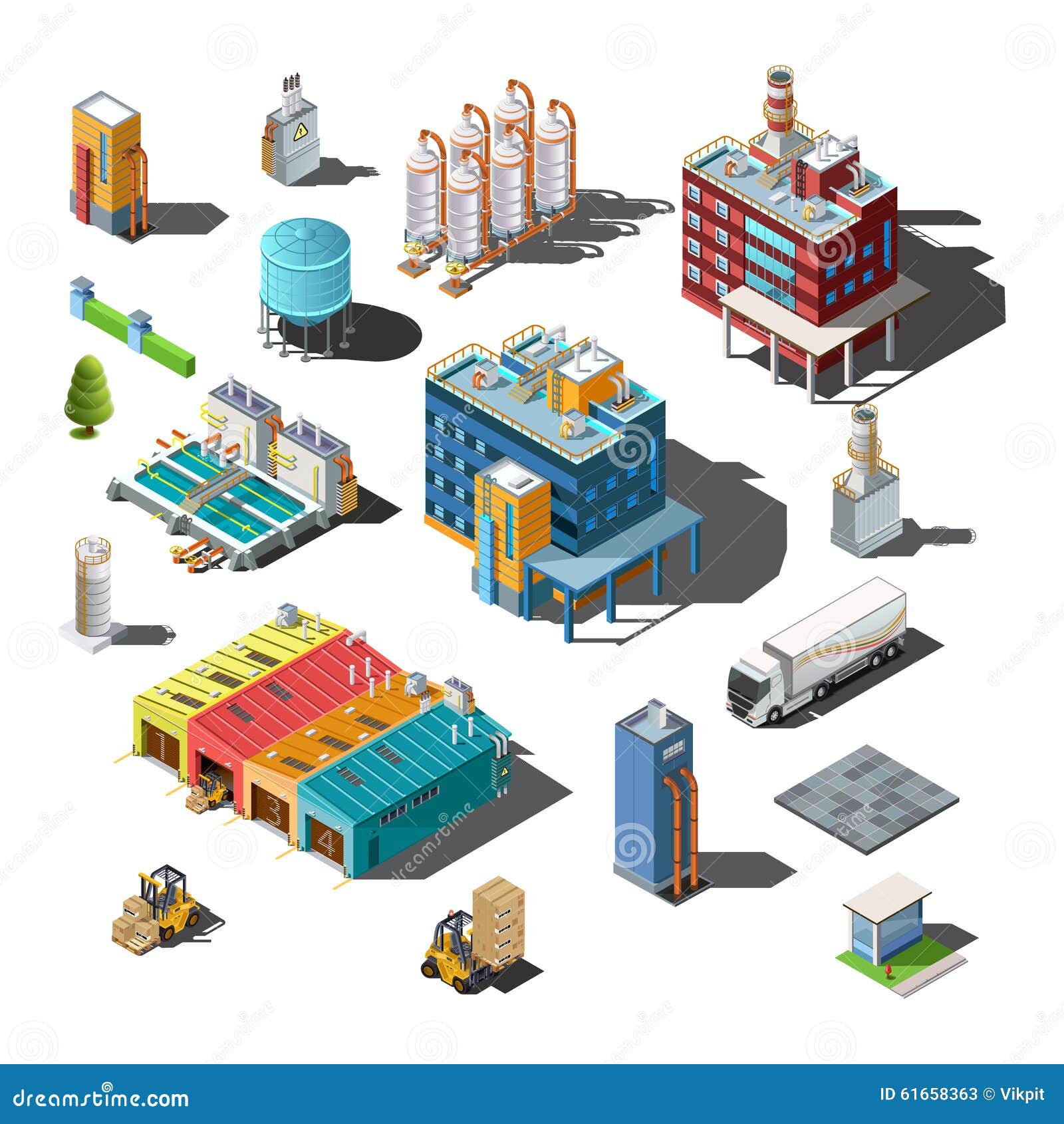 Iconos Y Composiciones De Temas Industriales Ilustración del Vector - Ilustración de edificios ...