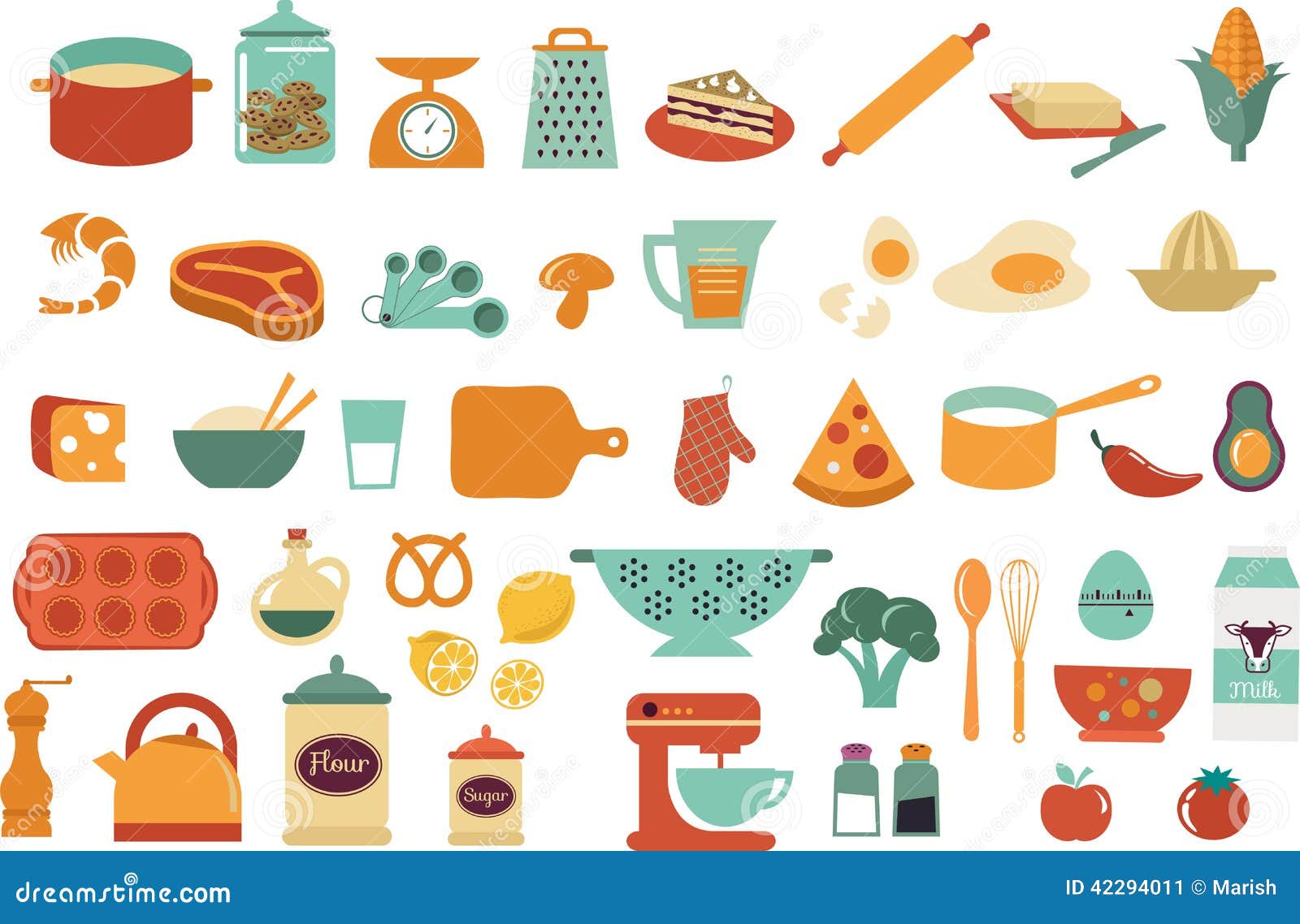 Iconos Y Ejemplos - Colección De La Comida Del Vector Ilustración del ...