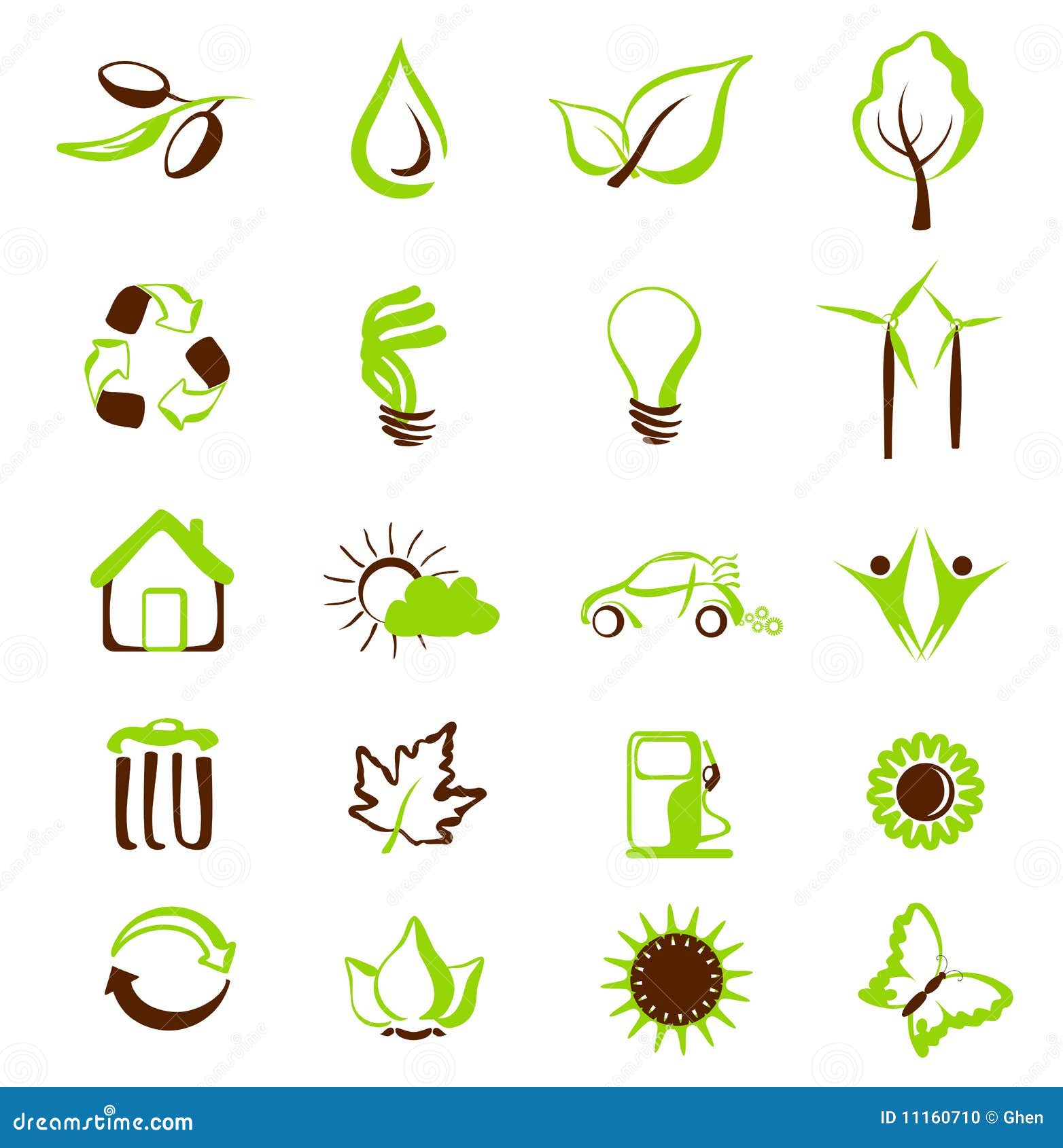 Iconos Y Símbolos Ambientales. Conjunto Del Vector Ilustración del ...