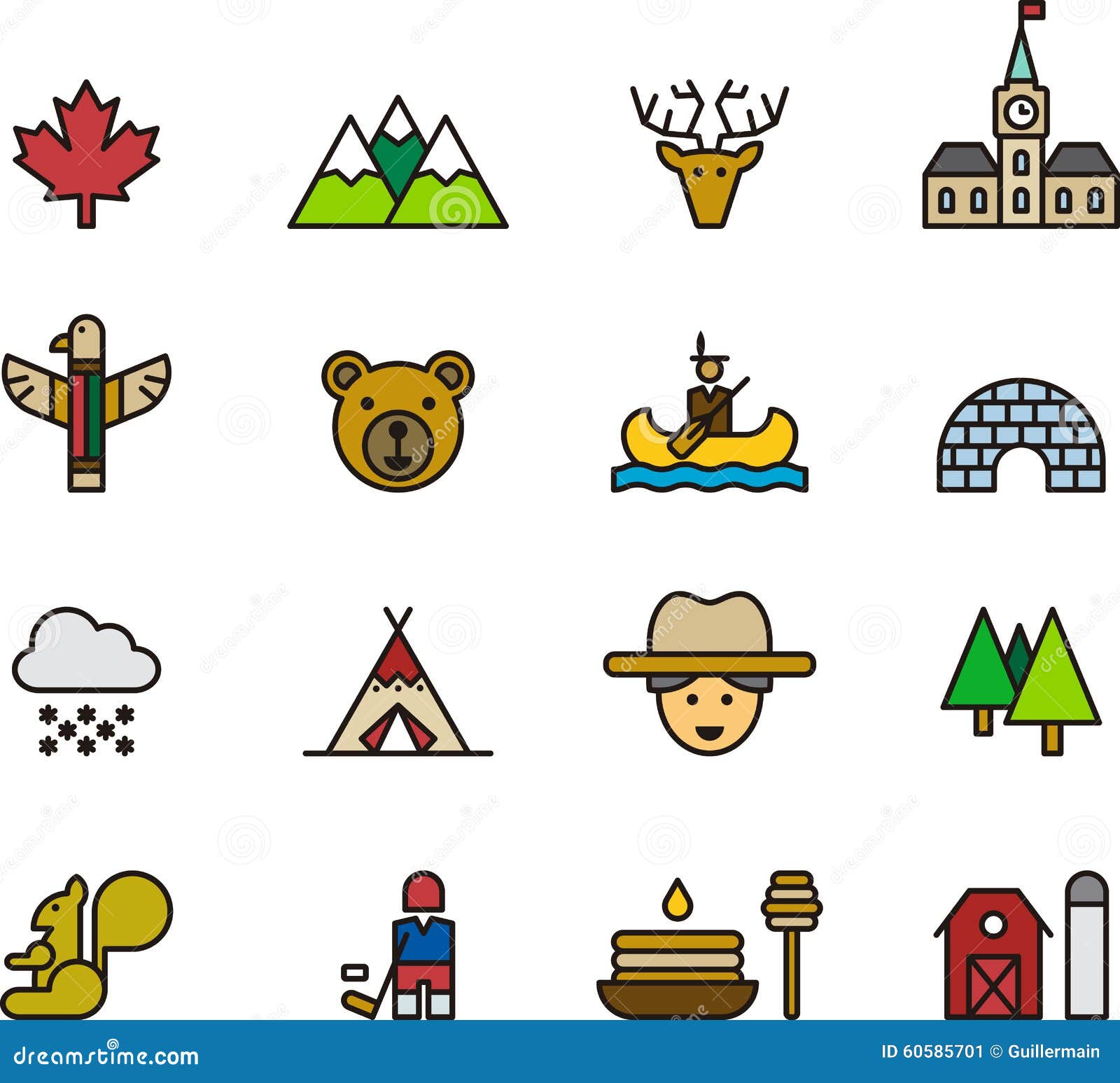Iconos Y Símbolos De Canadá Ilustración del Vector - Ilustración de ...