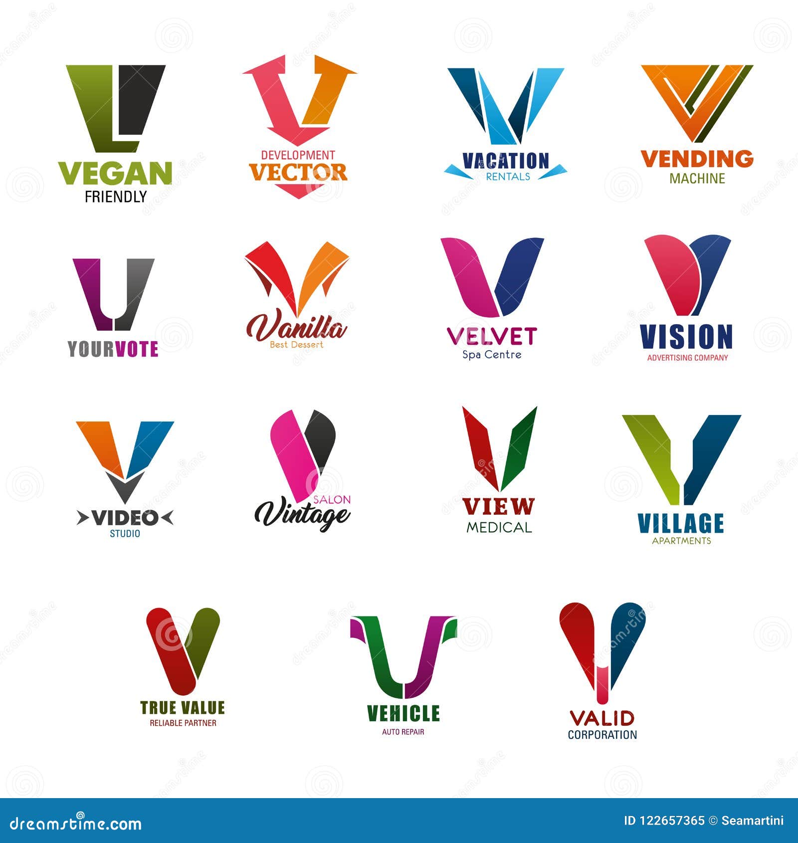 Iconos Y Símbolos De La Letra V Del Vector Ilustración del Vector ...