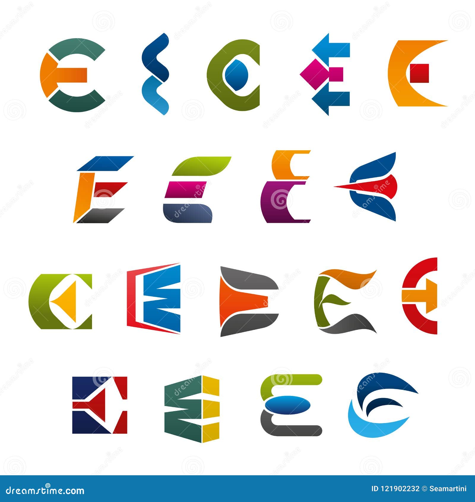 Iconos Y Símbolos Del Vector De La Letra E Ilustración del Vector ...