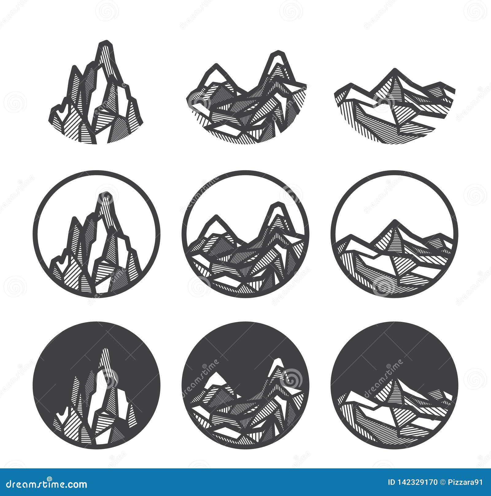 Mountain logo icons set. stock vector. Illustration of everest - 142329170