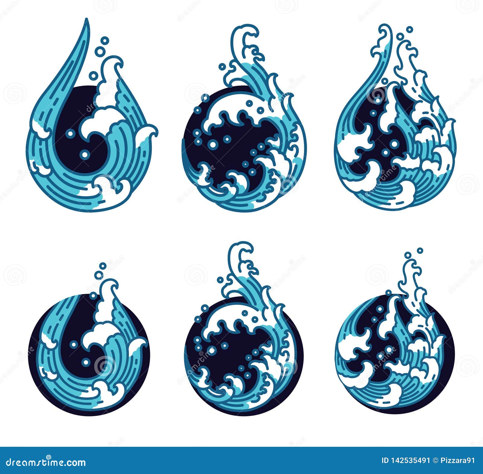 Oriental Water Wave in Droplet Shape Icon. Japanese. Thai. Stock Vector ...