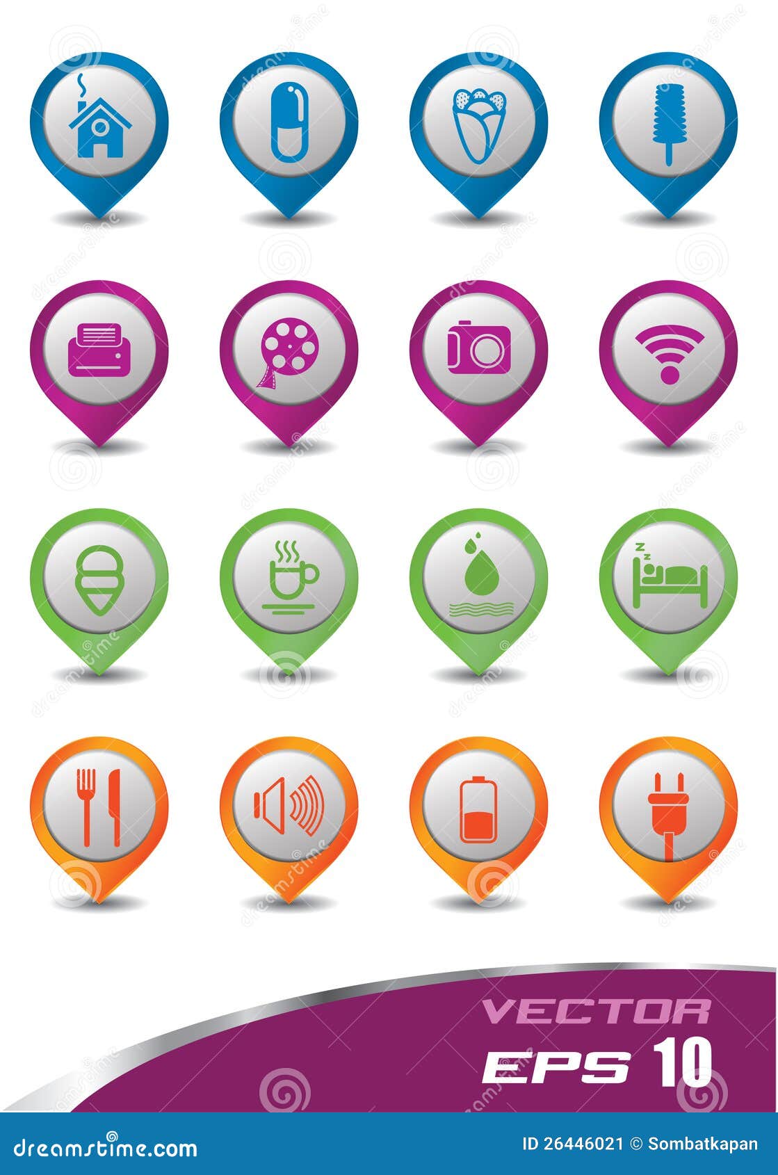 Icons 3d pastel color set stock vector. Illustration of point - 26446021