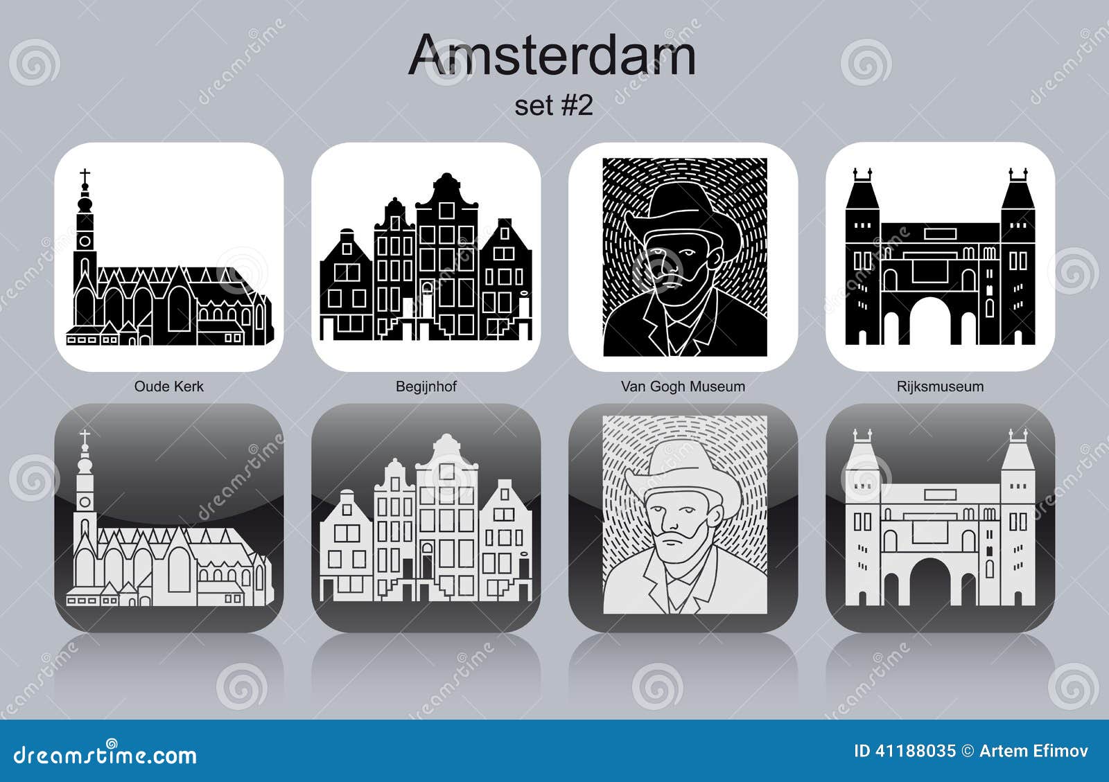 Icons of Amsterdam stock vector. Illustration of oude - 41188035