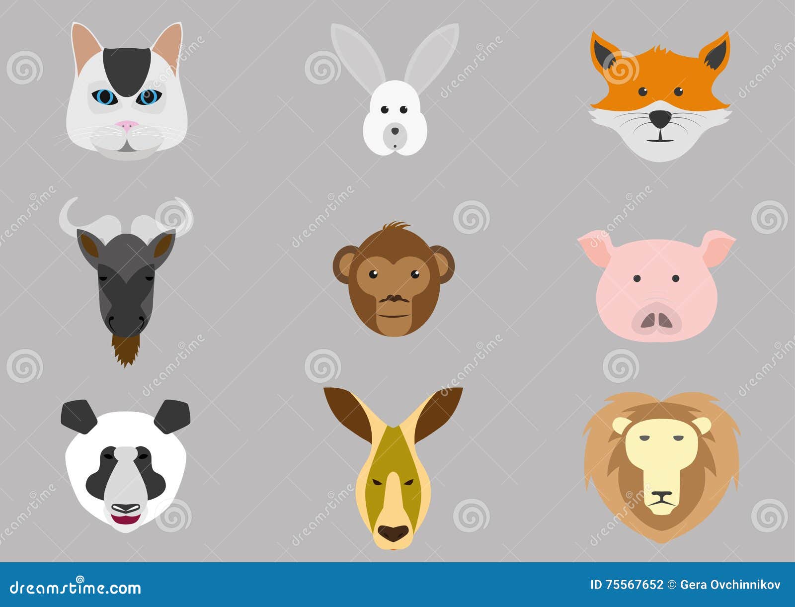 Icons with animals stock vector. Illustration of wild - 75567652